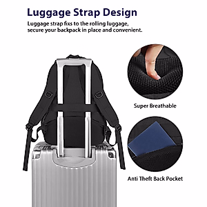 MATEIN 15.6 Inch Backpack for Traveling On Airplane for Women Men, Professional Business Laptop Backpack with Multiple Organization Pockets Water Resistant Casual Daypack, Black