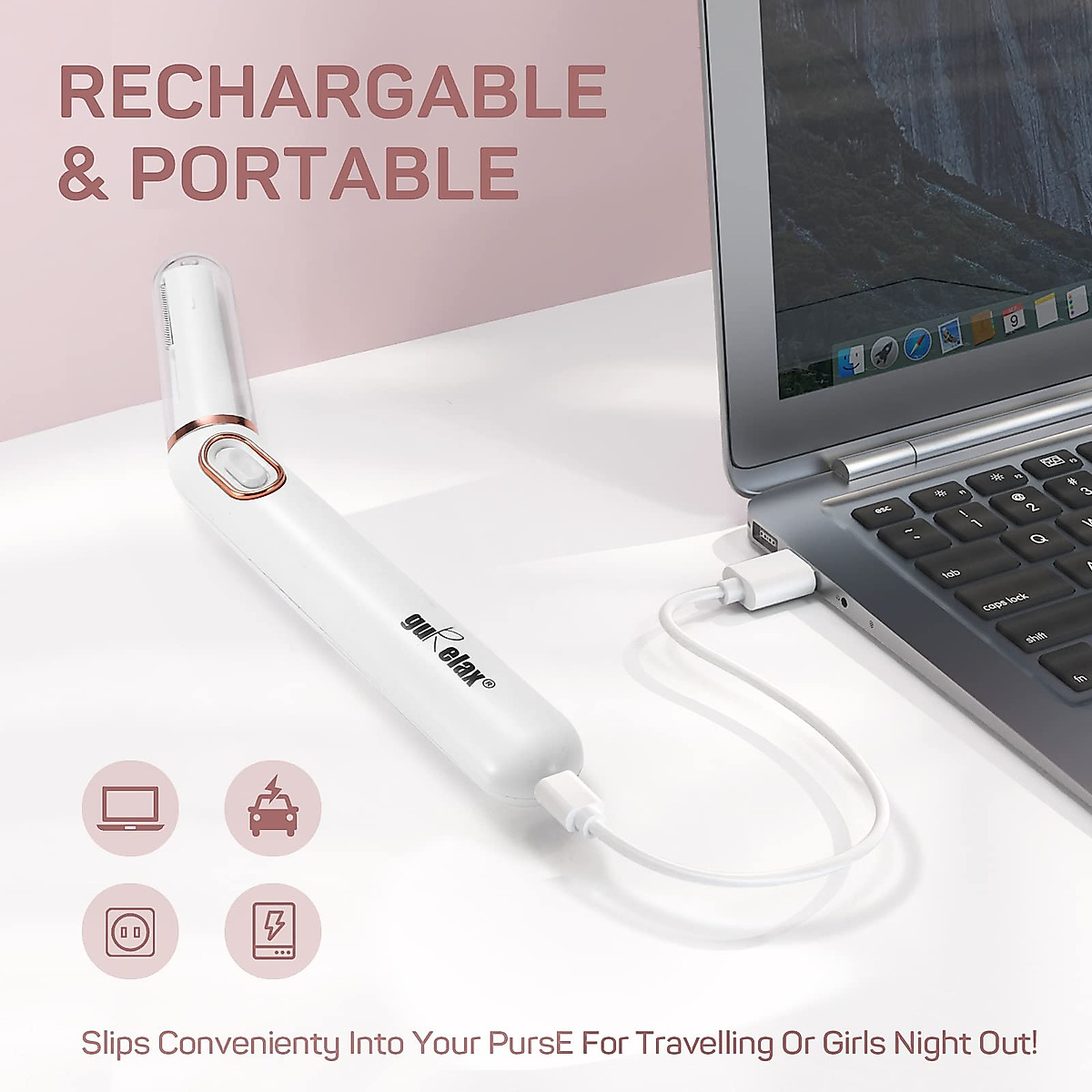 Bikini Shaver for Women Pubic Hair, USB Bikini Line Hair Removal, Ladies Bikini Hair Remover + Foldable Shaver kit, Electric Intimate Trimmer/Razor for Bikini Area, with Storage Bag by Gurelax