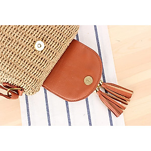 TONWHAR® Lady's Vintage Straw Summer Purse Leisure Beach Bag (Light Coffee)