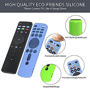 [2 Pack] Protective Cover for VIZIO XRT260 Smart TV Remote 2021, WQNIDE Vizio Xrt260 V-Series 4K Voice Remote Case Shockproof Anti Slip Silicone Sleeve with Lanyards(Glow Blue+Glow Green)
