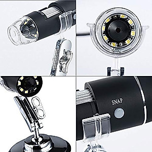 USB Digital Microscope X4-1000X, 8 LED Magnification Endoscope Camera Metal Stand, Compatible for MAC and Android Phone Pack of 1