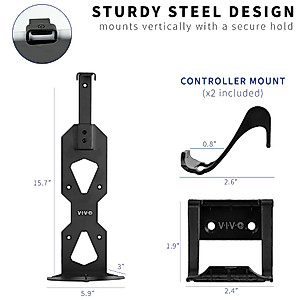 VIVO Steel Wall Mount Bracket Designed for PS5 Gaming Console, Vertical Display for PlayStation 5, Open Design, 2 Controller Mounts, Black, MOUNT-PS5B