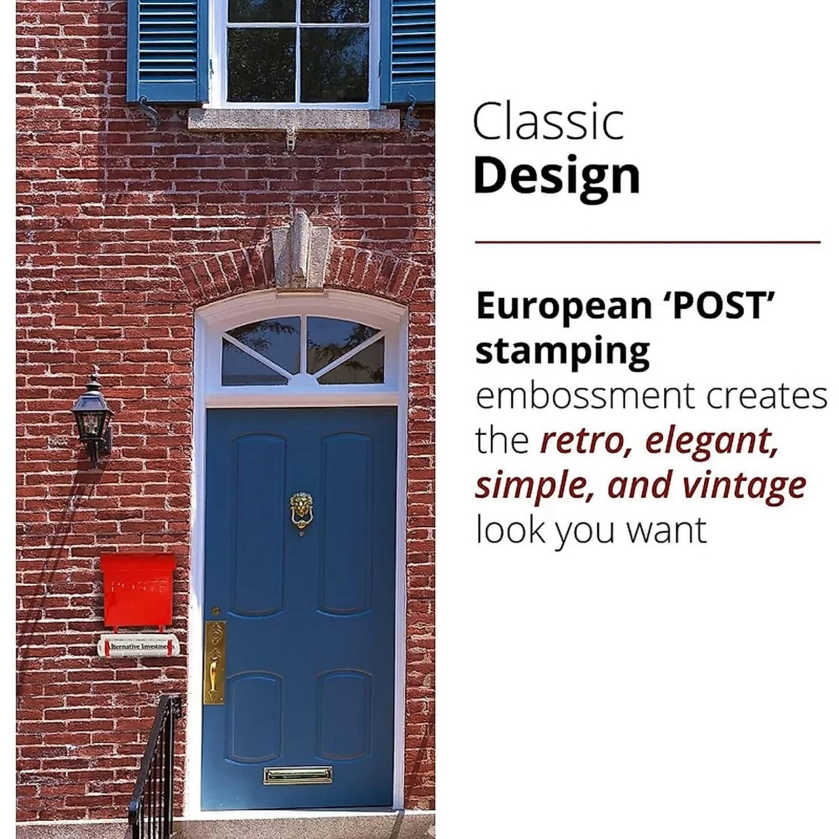 NACH Mailboxes for Outside Wall Mount, 12 x 11.2 x 4.5 inch, Red Wall Mounted Mailbox, Waterproof Mailbox with Outdoor Newspaper Holder - The French Euro Mailbox