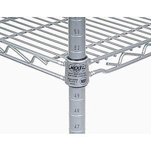 Nexel 18" x 42" x 54", 4 Tier, Poly-Z-Brite Adjustable Wire Shelving Unit, NEXGuard Anti-Microbial Agent, NSF Listed Commercial Storage Rack, Silver, Leveling feet