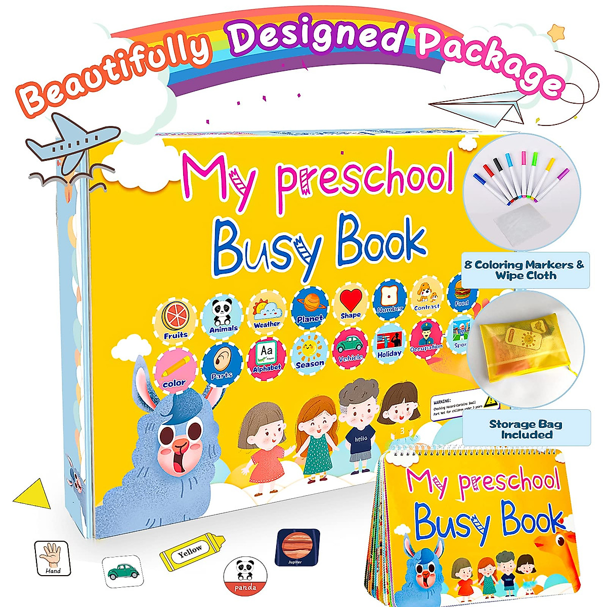 HeyKiddo Toddler Busy Book, New Upgraded Autism Toys for Kids, Preschool Activity Binder for Autism & Special Needs, Drawing/Educational Book for Home School Learning