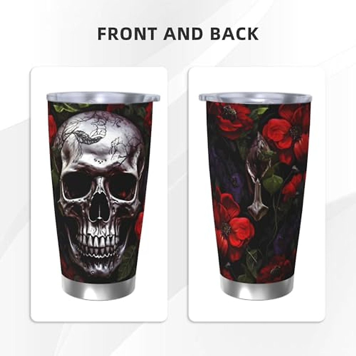 quopvn Halloween Skull Print 20oz Car Cup Ps Material Lid, Perfect For Hot & Cold Drinks