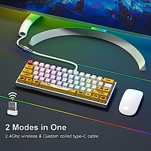 HITIME XVX M61 60% Mechanical Keyboard with Keyboard Travel Case,Wired/2.4G Wireless Gaming Keyboard with Coiled Cable,Hot Swappable Custom Computer Keyboard for Desktop PC/Laptop Mac