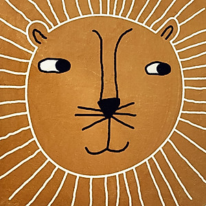 USTIDE Kids Play Mat 4Ft, Round Lion Play Rug Non Slip Kids Round Rug Soft Kids Rug Floor Carpet for Bedroom Playroom Nursery Rug Decor