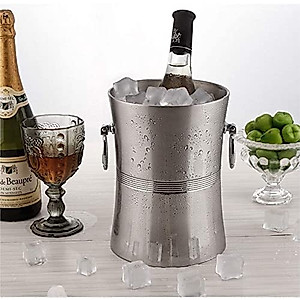 Ice Bucket Champagne Bucket Wine Bucket Stainless Steel Ice Bucket Portable Hotel Drink Bucket Party Activities And Camping Tableware Ice Tub Cooler Bucket (Color : 5.4 * 7.2in, Size : A)