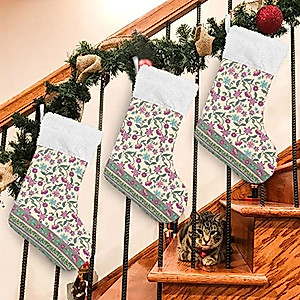 Kigai Christmas Stockings Bohemian Flowers Large Candy Stockings Stuffers Kids Cute Xmas Sock Decorations 1PC for Home Holiday Party 12" x18"