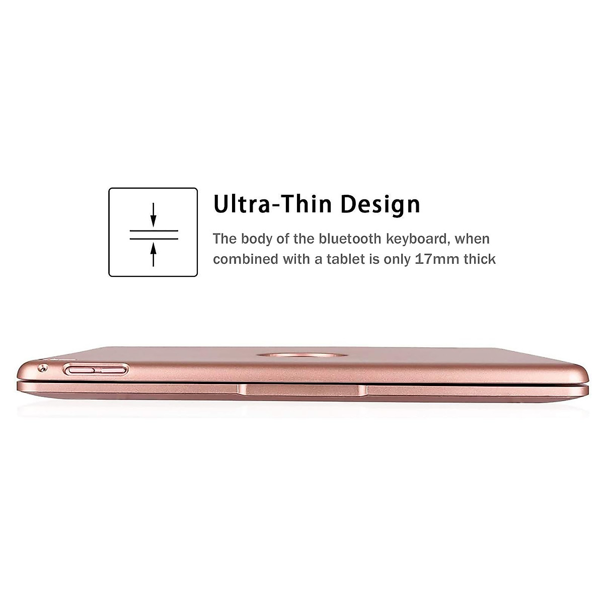 NOKBABO iPad Keyboard Case for iPad Pro 9.7 inch, 2018 iPad 6th Gen, 2017 iPad 5th Gen, iPad Air 2 & 1 case with Keyboard, 130° Smart Folio Hard Back Cover, Ultra Slim, Auto Wake and Sleep - Rose Gold