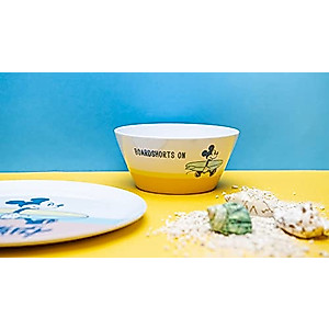 Zak Designs Disney Mickey Mouse Street Beach (Stay Wavey) - Kids Dinnerware Set, Includes 10in Melamine Plate and 27oz Bowl Set, BPA-Free Durable Plate and Bowl Makes Mealtime Fun
