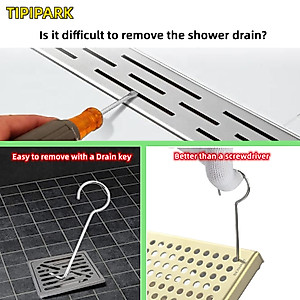 4 PCS Drain Key Lifting Hook for Drain Grate with 4 PCS Adhesive Hooks Drain Removal Tool Linear Shower Drain Grate Removal
