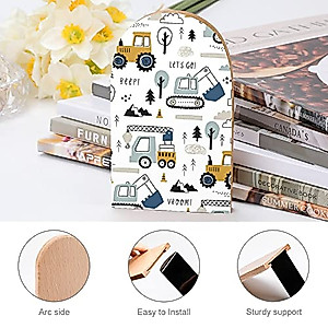 Book Ends Cute Car Childish Cartoon Bookends for Shelves to Hold Books Heavy Duty Non-Slip Book Stoppers Wood Decorative Home Office