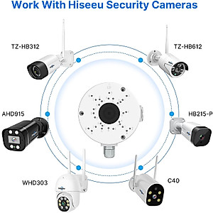 Hiseeu Universal Bullet Security Camera Junction Box, Waterproof/Metal Base/Hide Cables/Wall Ceiling Mount Bracket, Compatible with Hiseeu Security Camera Outdoor Indoor (Dome&Bullet Camera)