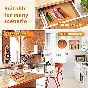 EZOGEVT Ziplock Bag Storage Organizer for Kitchen,Bamboo Baggie Organizer for Drawer,Compatible with Ziploc, Solimo, Glad, fit for Gallon, Quart, Sandwich and Snack Variety Size of Bags(4 Size in 1)