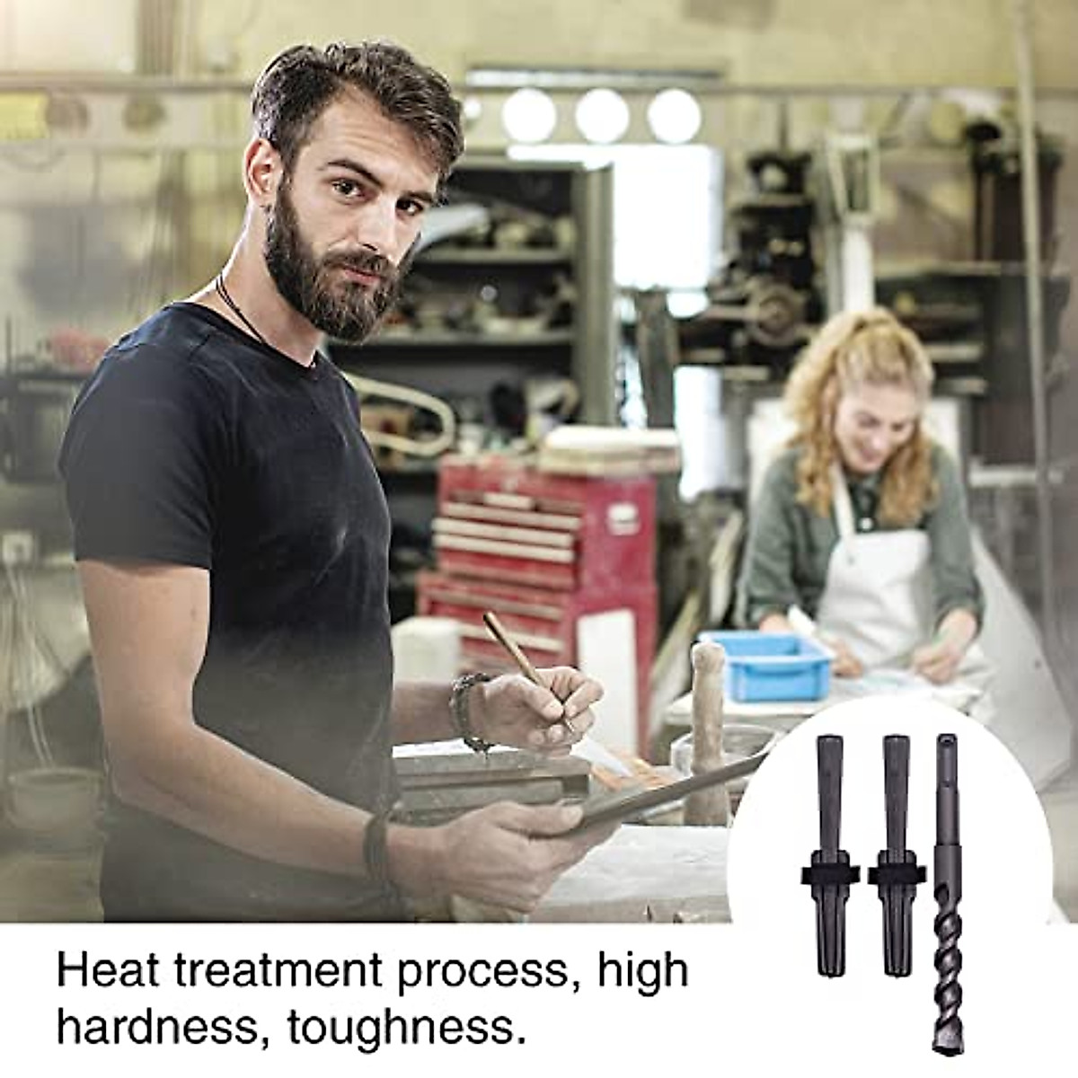 6PCS Rock Splitting Wedges and 1PCS Rotary Hammer Drill Bit, Wedge and Feather Shims, Stone Splitter Tools for Granites, Concretes, Boulders, Volcanic Rocks, Limestone Rocks