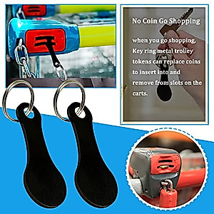 HUIKDY Key Ring Shopping Trolley Tokens, Portable Aluminum Alloy Key Ring Metal Trolley Tokens Keyrings Decorations for Men Women Shopping Cart Grocery Unisex Keychain Gift Pack of 4, Black