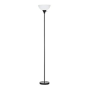 Amazon Brand – Ravenna Home Traditional Metal Torchiere Floor Lamp, LED Bulb Included, 71"H, Black