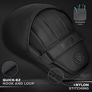 RDX Boxing Pads Curved Focus Mitts, Maya Hide Leather Kara Hook and jab Training Pads, Adjustable Strap Ventilated, MMA Muay Thai Kickboxing Coaching Martial Arts Punching Hand Target Strike Shield