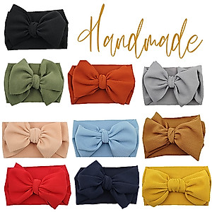 KIDOCHEESE Big Bows Nylon Headbands with Oversized Head Wraps and Hair Accessories for Newborns, Infants, Toddlers, and Girls