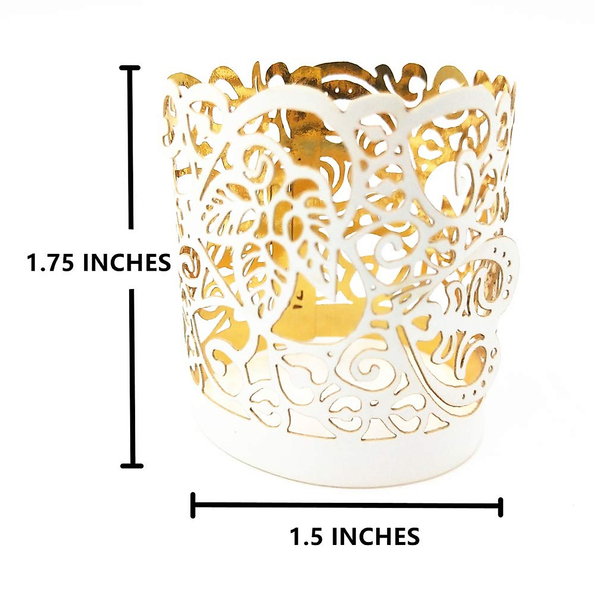 Candle Wraps, 50 PCS Flameless Tea Light Decorative Wraps Candles Holders for Festival Birthday Wedding Party (Gold)