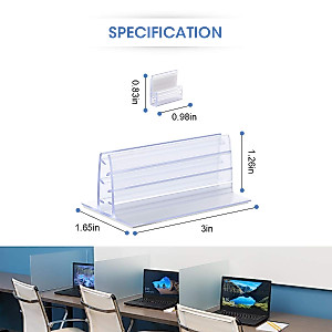Lenink 10Pcs Adhesive Sneeze Guard Holder, Self Adhesive Plexiglass Holder Stand with 5Pcs Label Clips for 3/16" to 1/4" Thick Fasten Acrylic Panels Plexiglass Sheets