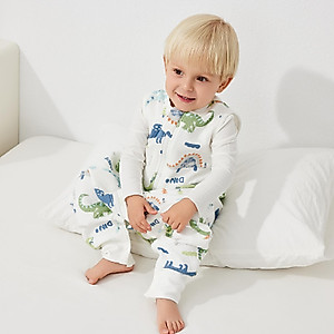 Duomiaomiao 1.0 TOG Super Breathable Toddler Sleep Sack 24-36 Months 100% Cotton Four Season Sleep Sack with Feet, Quilted Comfy Toddler Wearable Blanket