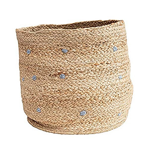 Creative Co-Op Hand-Woven Jute Embroidered Dots Baskets, Natural