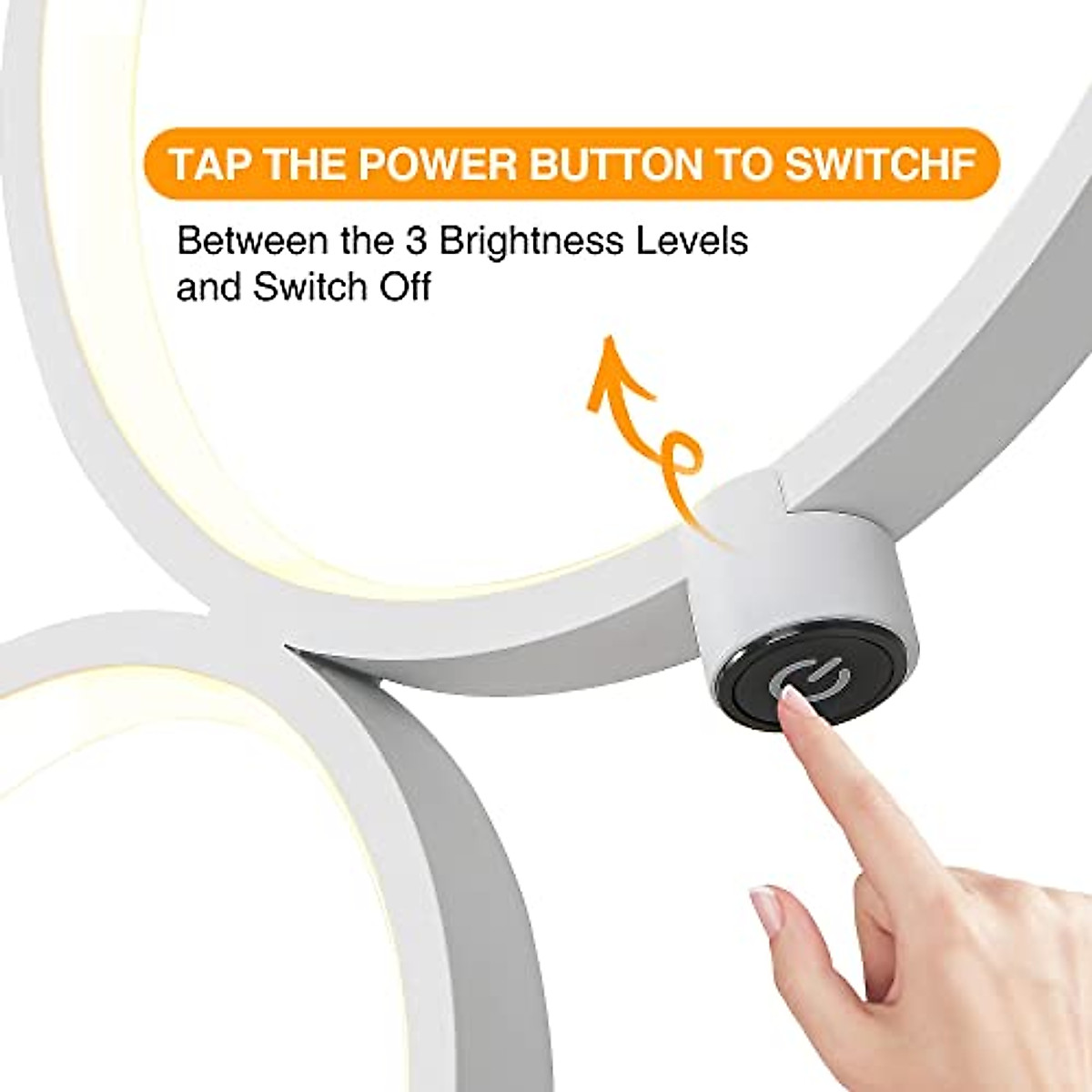 Floor Lamp for Living Room , Modern Ring Style , 24W Standing Lamp for Bedroom , 3 Brightness Levels Dimable with Touch Switch 3000K LED,39 Inches, Tall Lamp For Office, Kids Room, Reading Room(White)