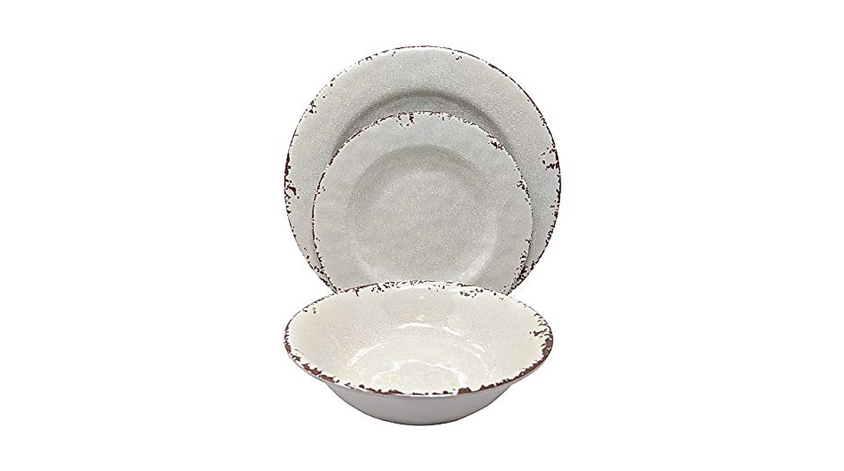 Gianna's Home 12-Piece Rustic Melamine Dinnerware Set for 4