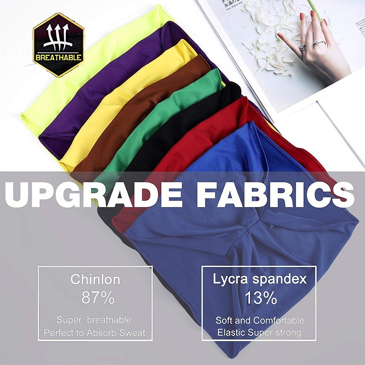 Fashband Boho Headbands Black Extra Wide Headband African Head Wraps 5 Pcs Wide Stretchy Hair Accessories for Women