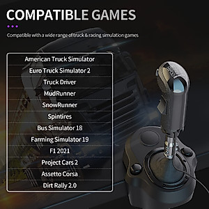 TOCiTAA USB Truck Simulator Shifter, Gearshift Knob for ATS & ETS2 - Compatible with Logitech G29 G27 G25 G920, Thrustmaster TH8A and Fanatec SQ - PC Racing Shifter