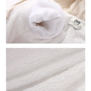 Tengoait Infants Girls Spring Fleece Pram Snow Suits Baby Boy Christmas Hooded Wearing Coat Unisex Baby Cartoon Mittens Onesie Winter Outwear Footie Beige for 12-18 Months M(10)