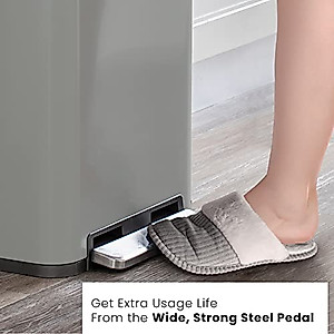 Home Zone Living 18.5 Gallon Large Capacity Kitchen Trash Can, Tall Stainless Steel Liner-Free Body, 70 Liter Capacity, Gray Ocean Fog, Virtuoso Series