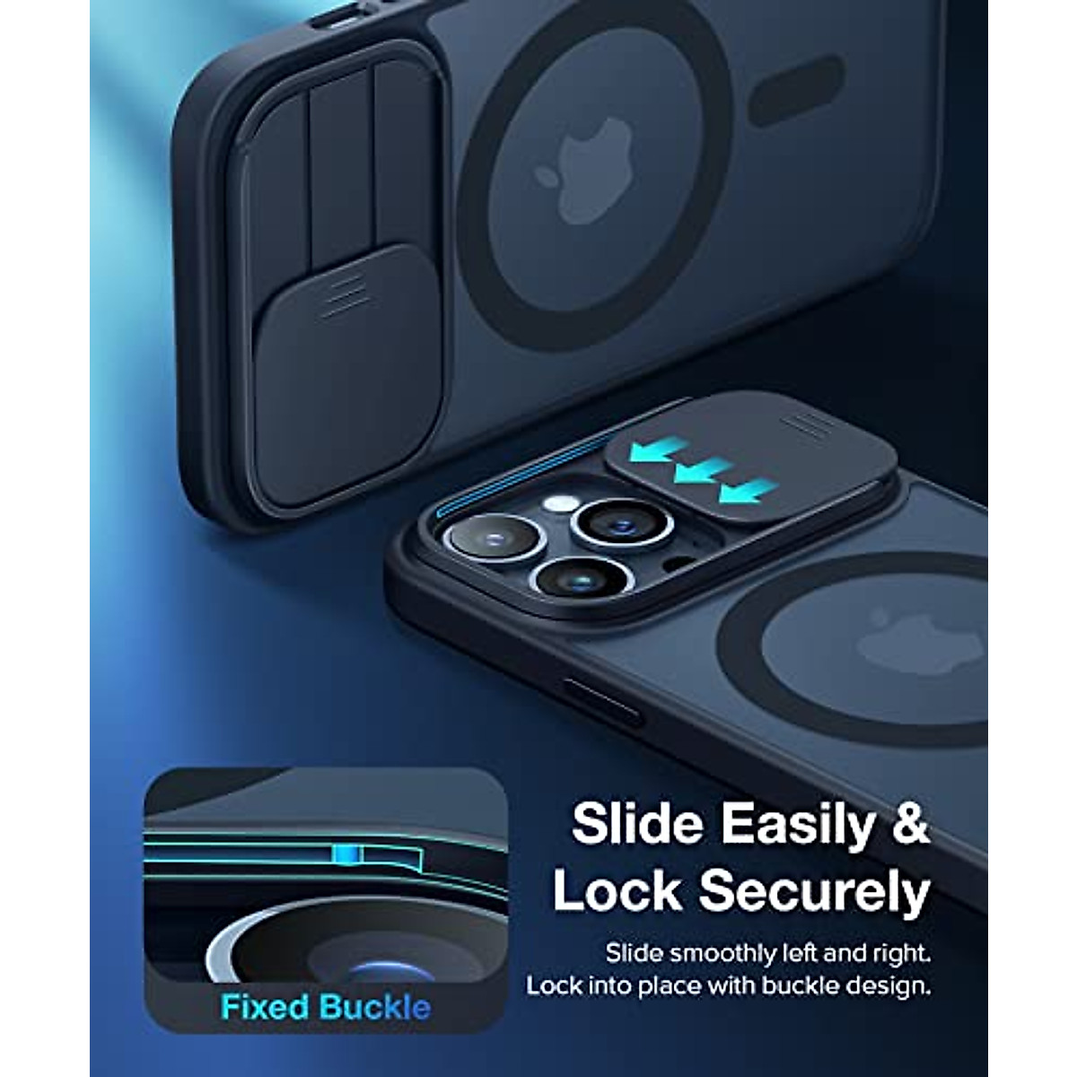 Tongate Magnetic Case for iPhone 14 Pro Max Case with Sliding Camera Cover, [Compatible with Magsafe] [10FT Military Drop Protection], Slim Fit Shockproof Matte Case with Screen Protector 6.7", Black