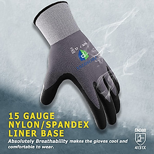 PROMEDIX P Work Gloves MicroFoam Nitrile Coated,Safety Work Gloves Men 3/12/36-pairs,EN388-4131,Nylon&Spandex Work Gloves