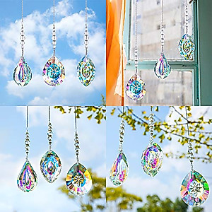 Crystal Suncatchers Hanging Crystals Rainbow 76mm Prisms Pendant with Chakra Beads for Window Decor (Pack of 3)