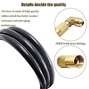 5 Feet Low Pressure Propane Regulator Hose,QCC1 Universal Grill Regulator Replacement Parts with 90 Degree Elbow Adaptor for 17" and 22" Blackstone Tabletop Camper Grill