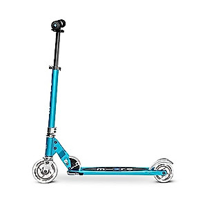 Micro Kickboard - Sprite LED, 2 Wheeled, Fold-to-Carry, Lightweight Swiss-Designed Micro Scooter with Light-Up Wheels for Children and Teens, Ages 6+, Ocean Blue