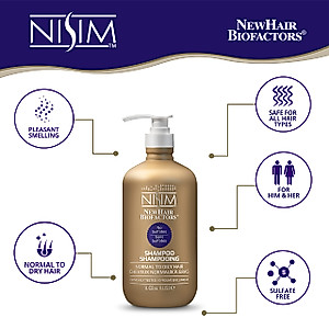 NISIM NewHair BioFactors Shampoo for Normal To Oily Hair - Deep Cleaning Shampoo That Controls Excessive Hair Loss (33 Ounce / 1000 Milliliter)