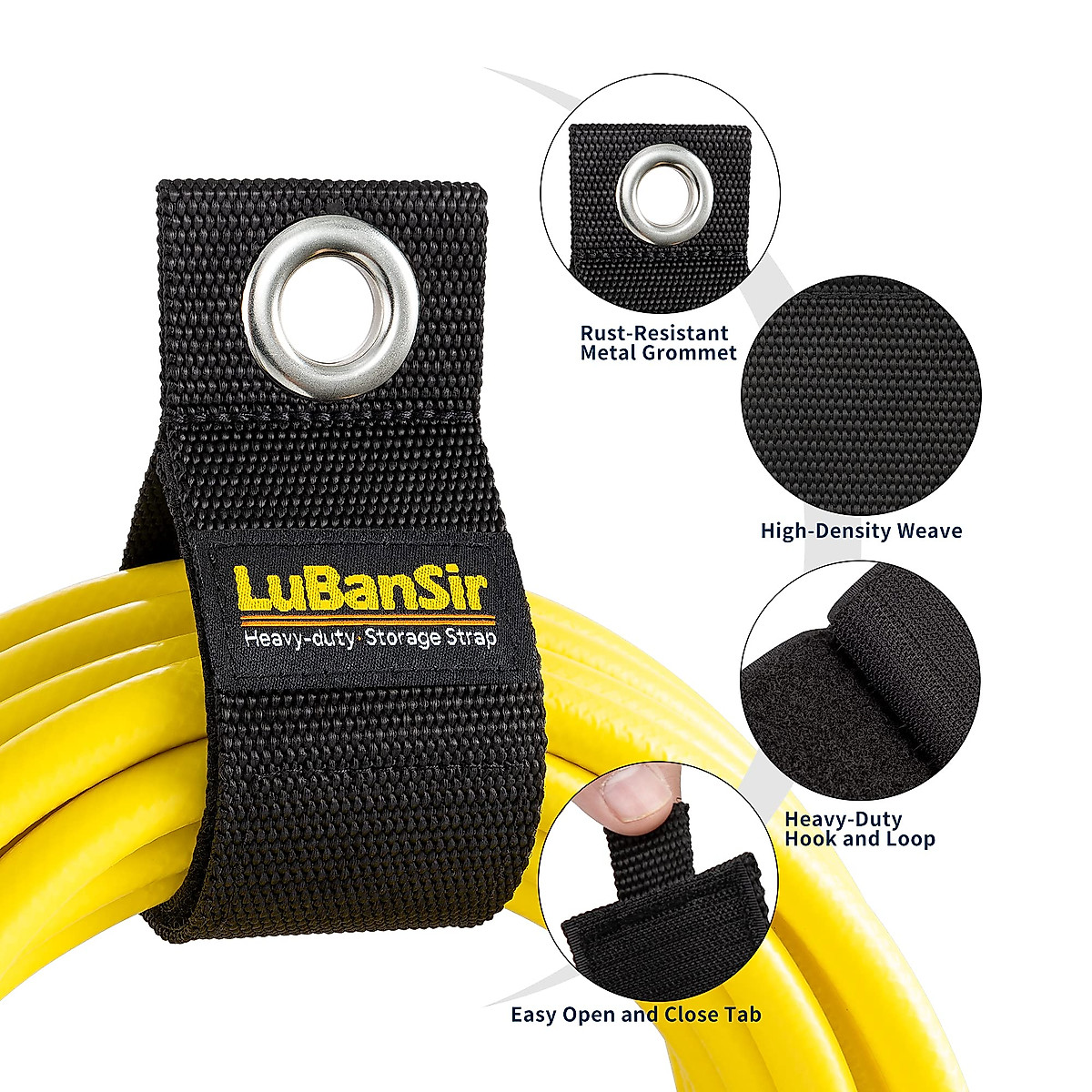 LuBanSir 9 Pack Extension Cord Holder, 10" Hook and Loop Heavy Duty Storage Strap for Cords, Rope, Hose, RV, Boat and Garage Organizers and Storage (Medium)