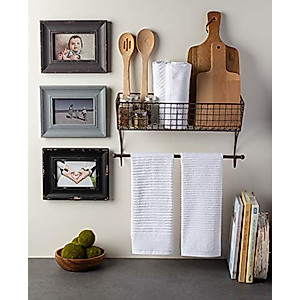 DII Rustic Farmhouse Bathroom Décor, Metal Storage, Large Towel Bar, Rustic