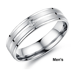 His or Hers Matching Set Titanium Stainless Steel Couple Wedding Band Set in a Gift Box