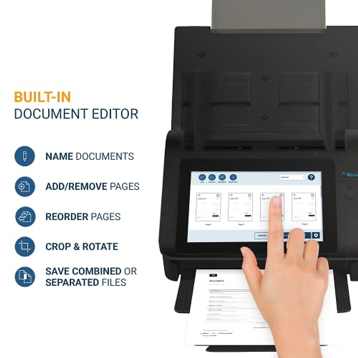 Raven Original Document Scanner - Huge Touchscreen, Color Duplex Feeder (ADF), Wireless Scanning to Cloud, WiFi, Ethernet, USB, Home or Office Desktop (2nd Gen) (Renewed)