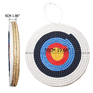 SinoArt Traditional Solid Straw Round 3 Laryes Hand-Made Archery Target Face for Recurve Bow Longbow Shooting Practice with 5 Paper Target Face