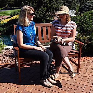 Sunnydaze Solid Meranti Wood 2-Seat Outdoor Garden Bench with Rustic Teak Oil Finish