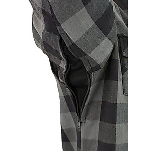 Mens Motorcycle Lightweight Waterproof CE armor Blk/White & Gray Checkered Flannel Riding Jacket Shirt (as1, alpha, 2x, regular, regular, Blk/Gray, 2X-Large)