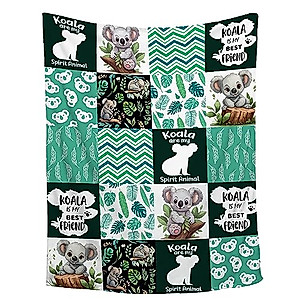 Koala Blanket Leaf Blanket Super Soft Cozy for Couch Bed Travel Koala Gifts for Girls Boys Women Men Green Stripe Blanket Suitable for All Seasons 30"x40"for Toddler/Pets