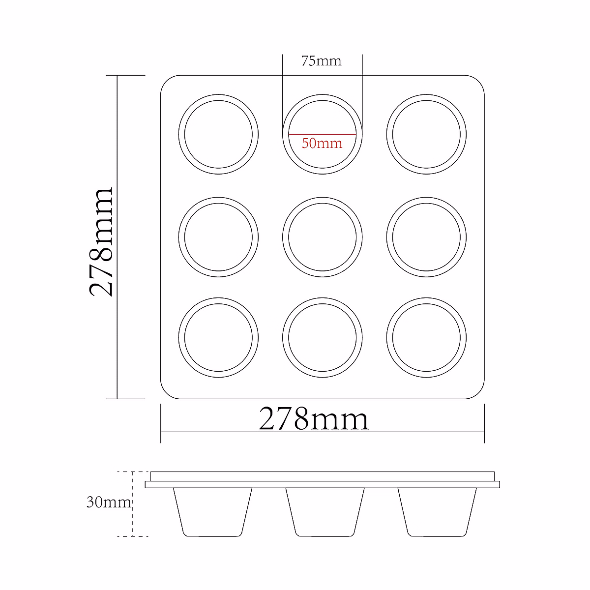 For Bake Carbon Steel Nonstick Bakeware Muffin Pan (9-Cup)